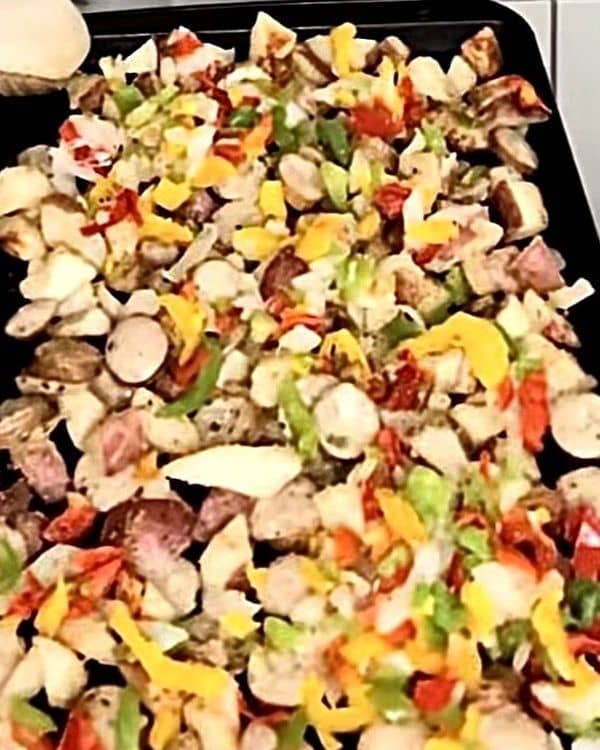 Sheet Pan Sausage, Potatoes, and Peppers Recipe